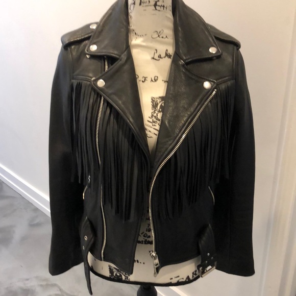 Maje | Jackets & Coats | Soldmaje Fringed Leather Moto Jacket | Poshmark